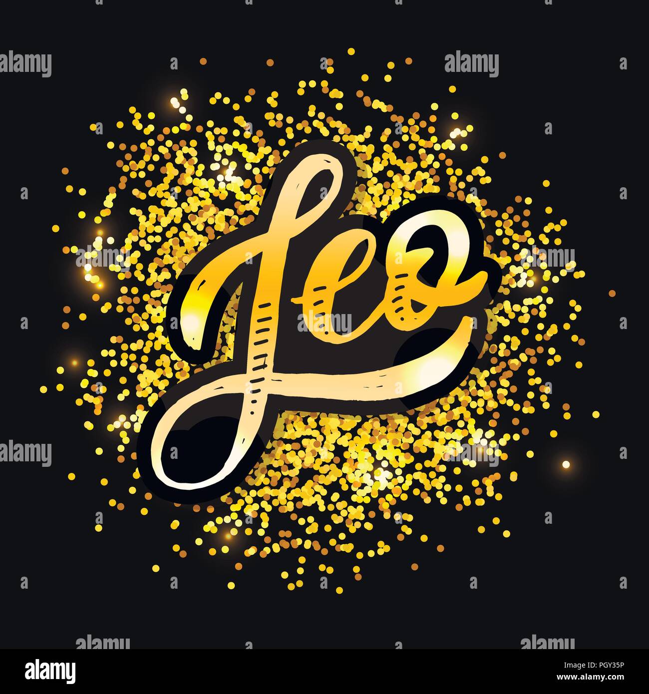 Leo lettering Calligraphy Brush Text horoscope Zodiac sign illustration ...