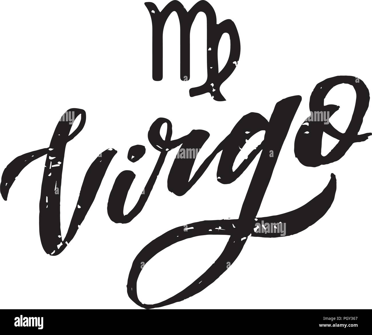Virgo lettering Calligraphy Brush Text horoscope Zodiac sign ...