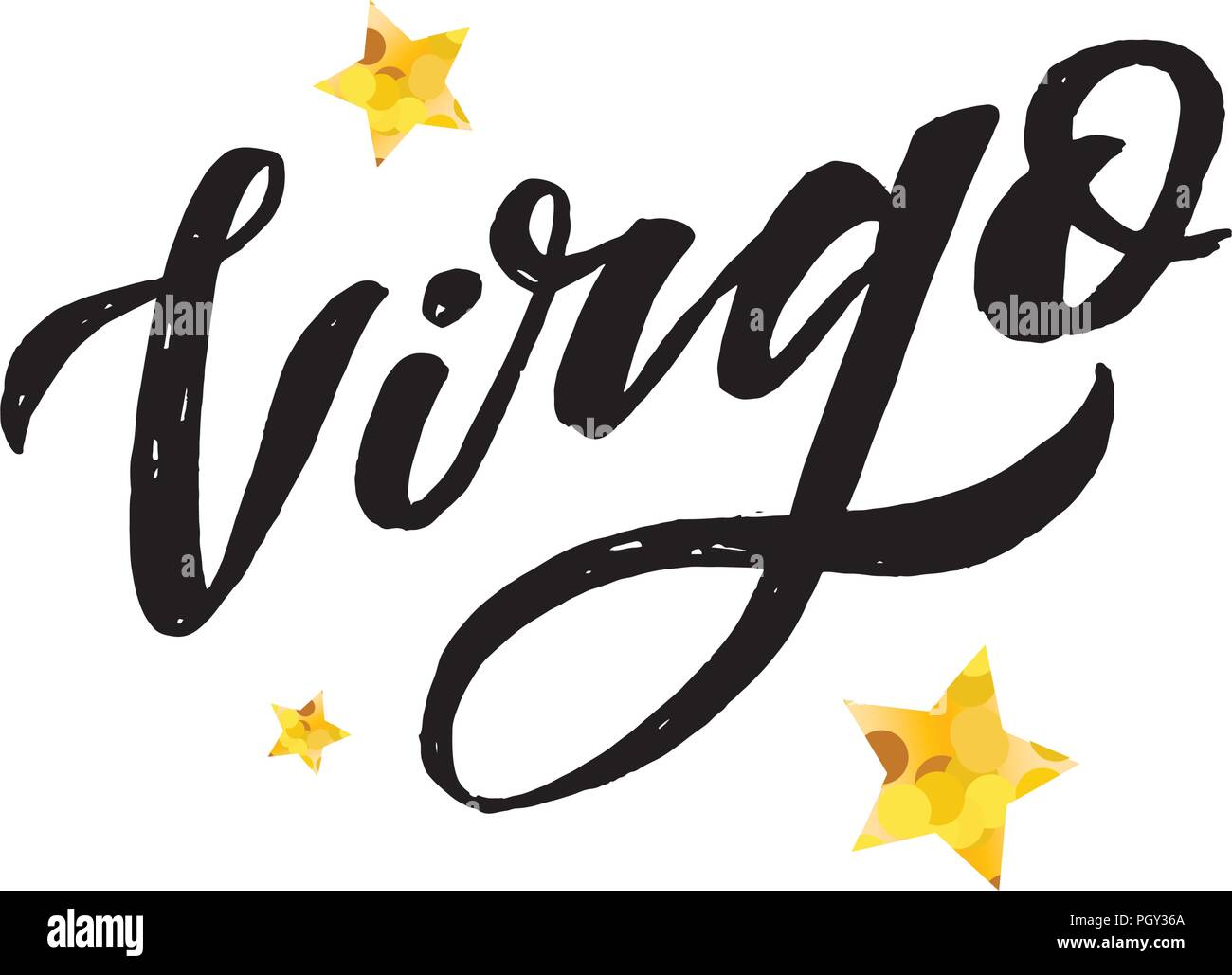 Virgo lettering Calligraphy Brush Text horoscope Zodiac sign ...