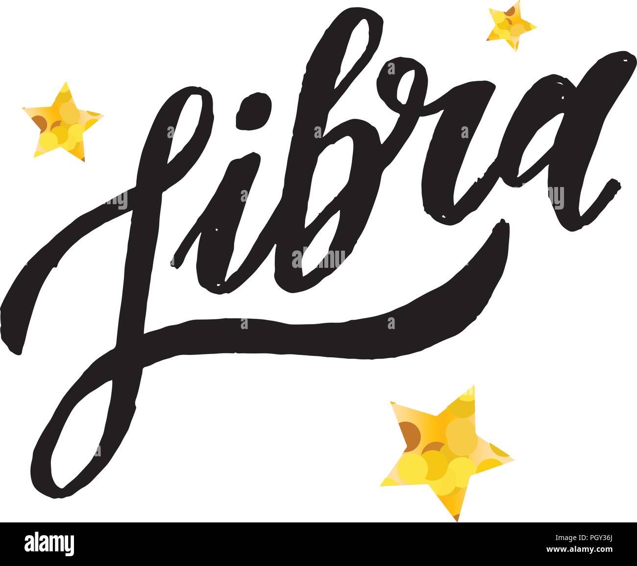 Libra lettering Calligraphy Brush Text horoscope Zodiac sign ...