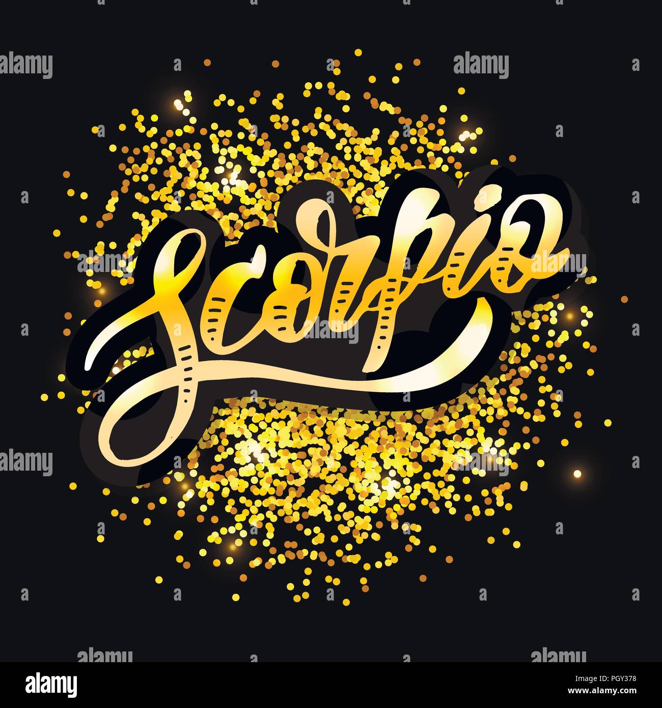 Scorpio lettering Calligraphy Brush Text horoscope Zodiac sign ...