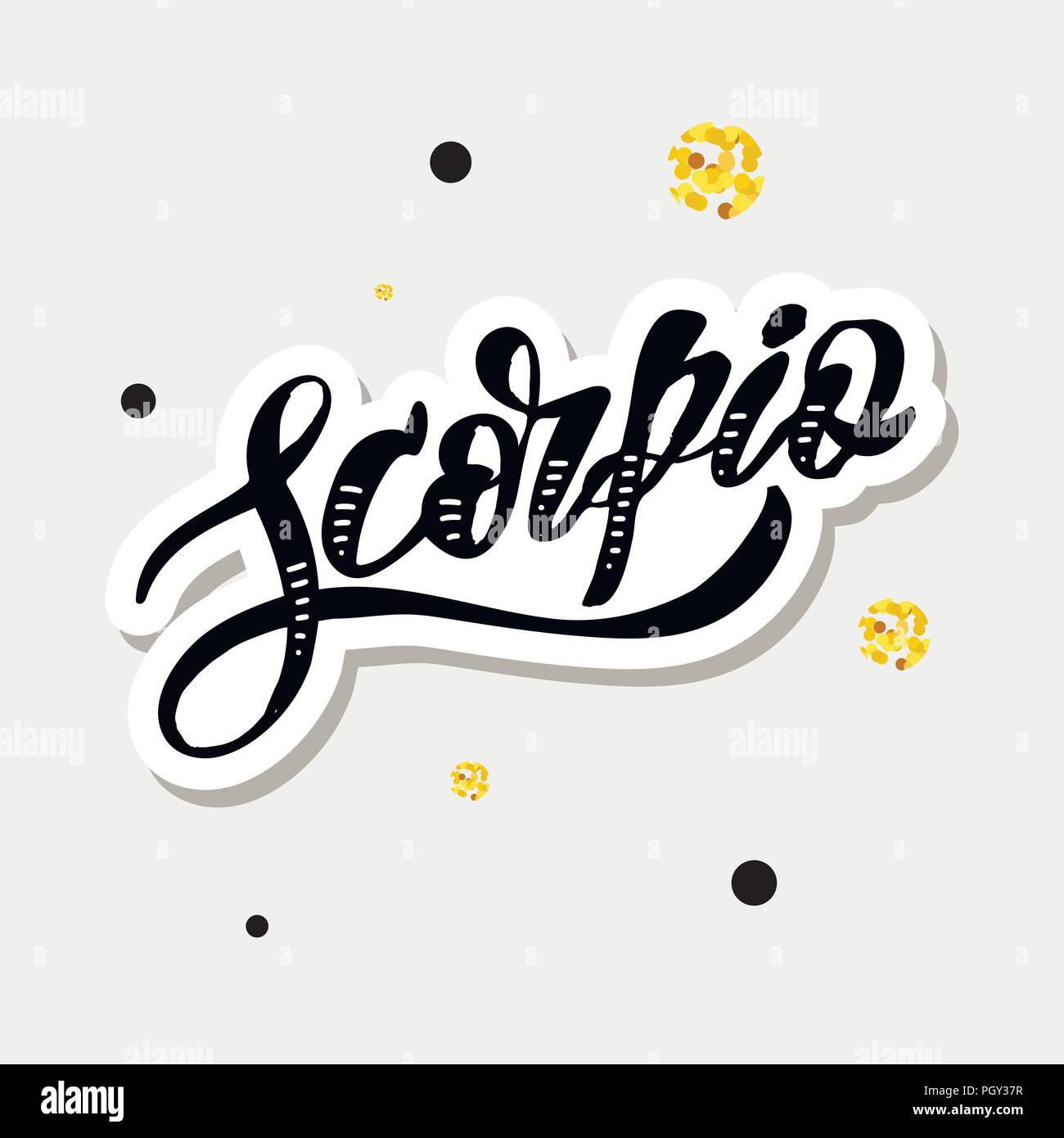 Scorpio lettering Calligraphy Brush Text horoscope Zodiac sign ...