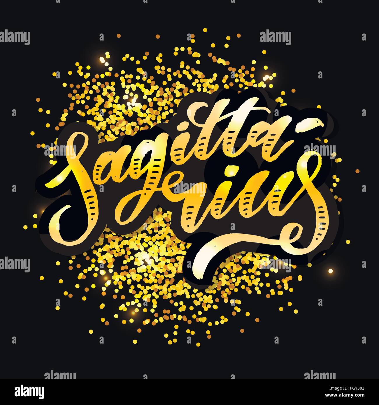 Sagittarius lettering Calligraphy Brush Text horoscope Zodiac sign ...