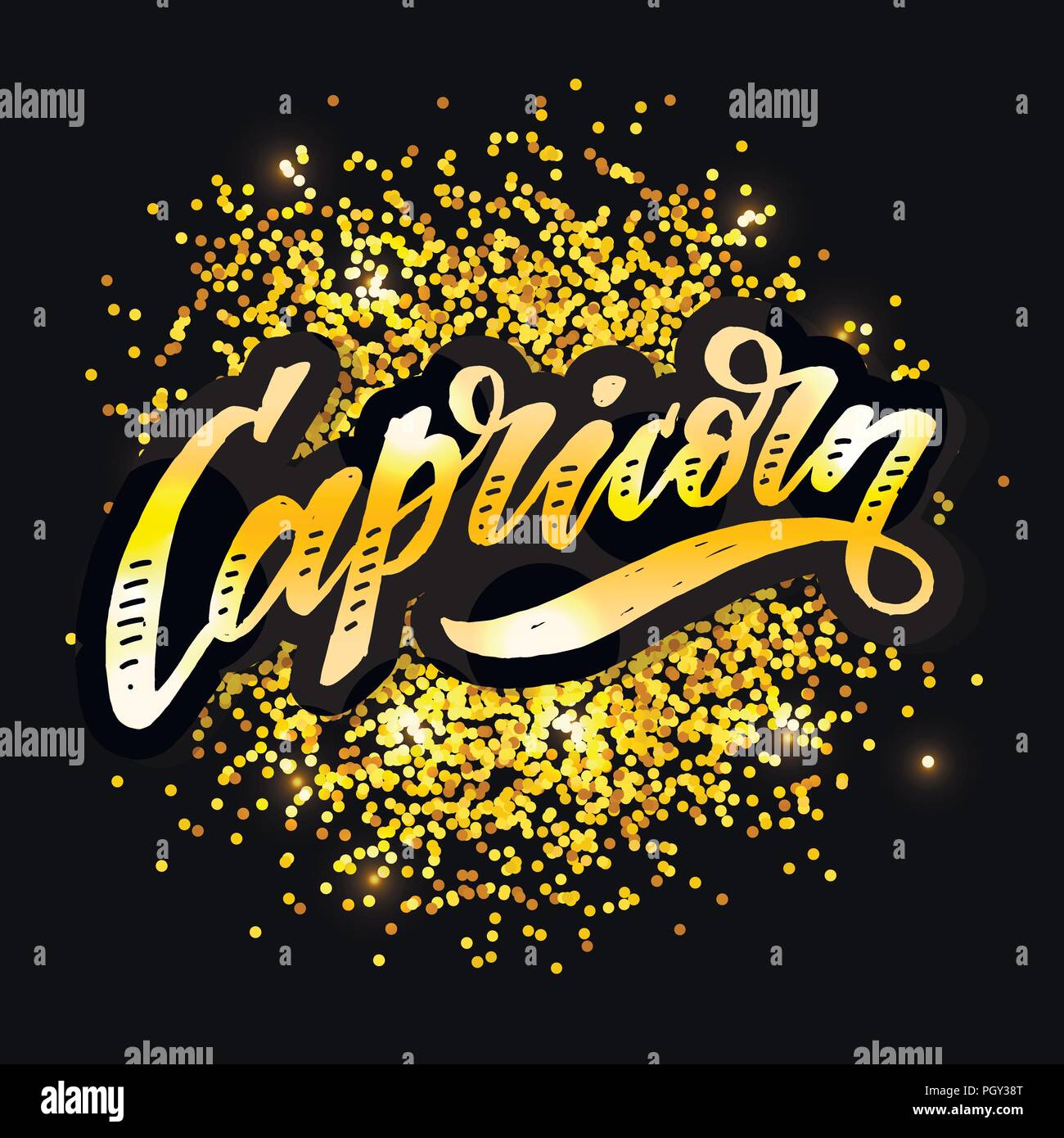 Capricorn lettering Calligraphy Brush Text horoscope Zodiac sign ...