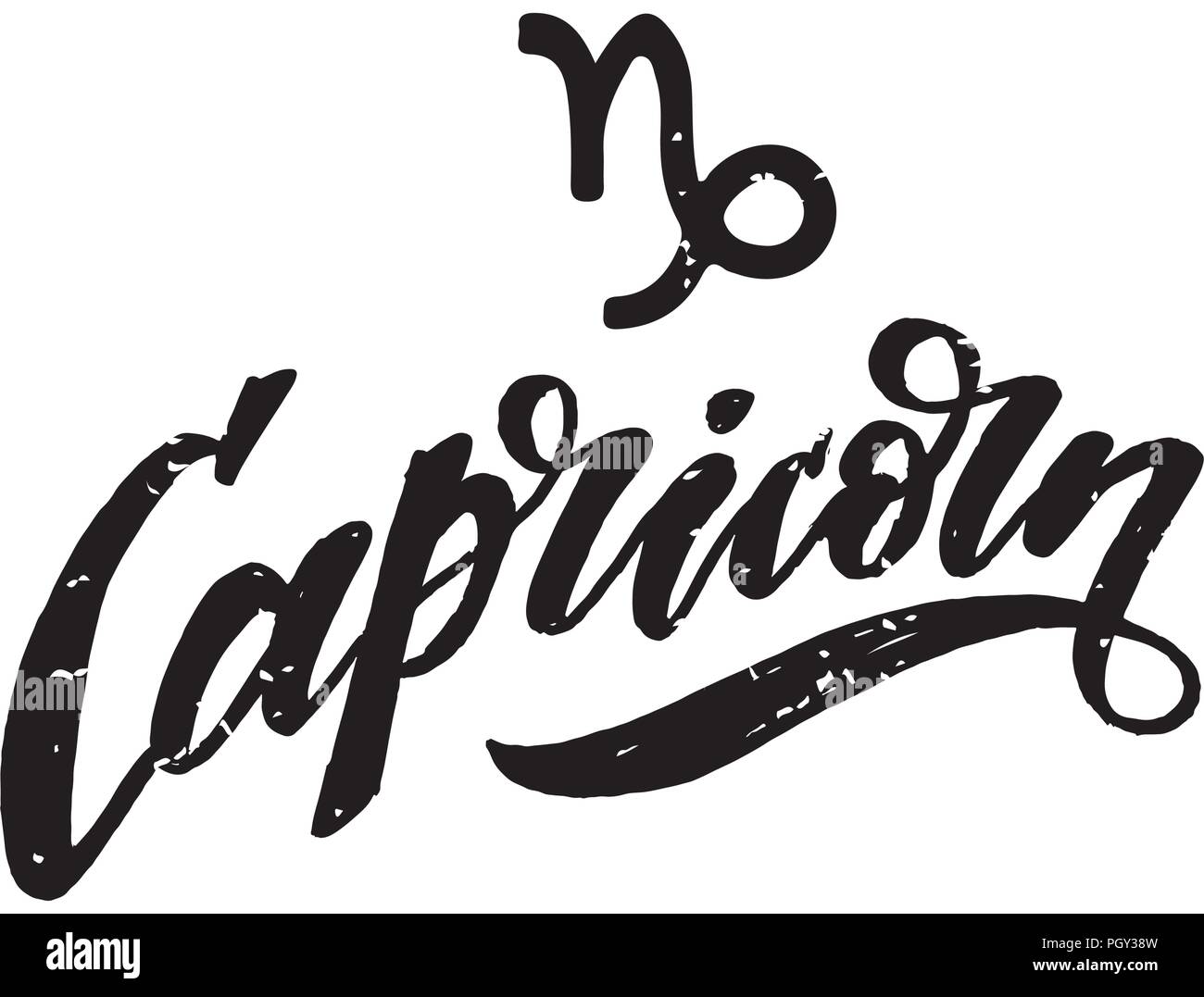 Capricorn lettering Calligraphy Brush Text horoscope Zodiac sign ...