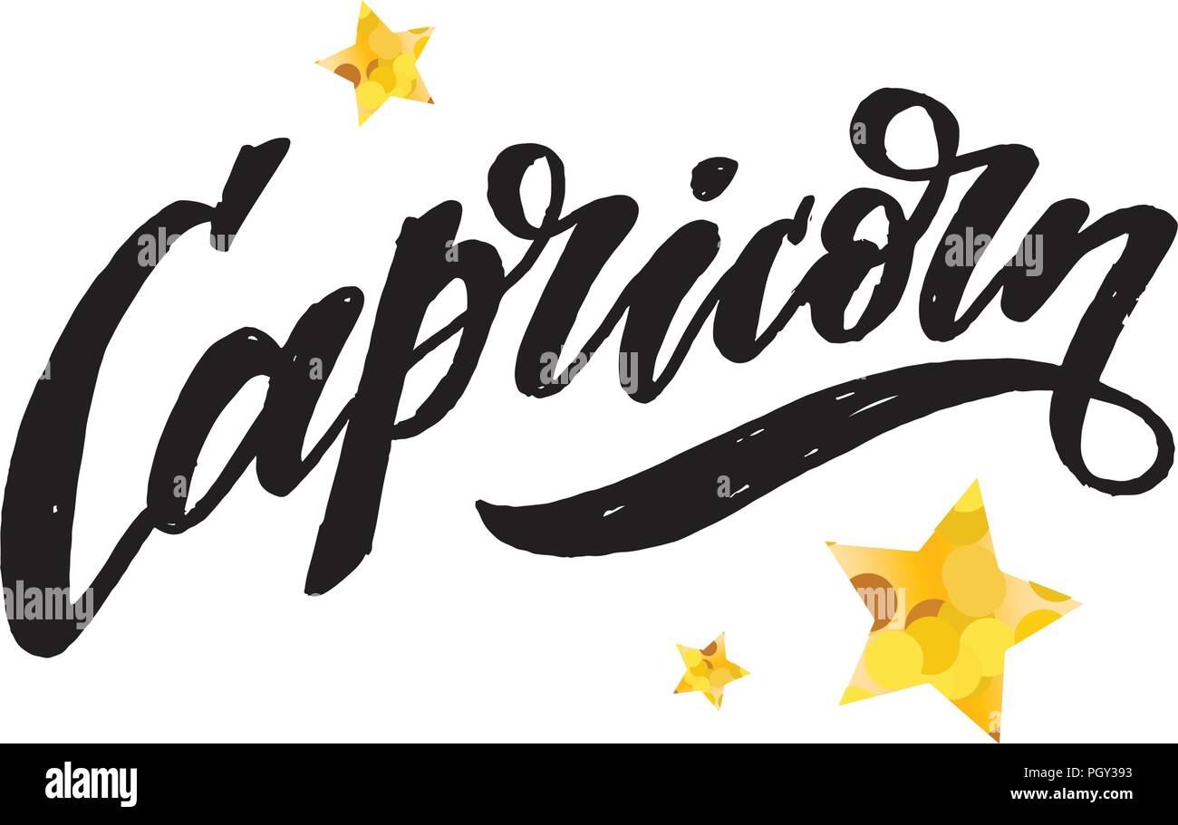 Capricorn lettering Calligraphy Brush Text horoscope Zodiac sign ...
