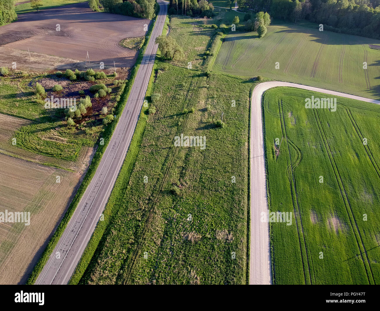 Aerial drone scene gravel route hi-res stock photography and images - Alamy