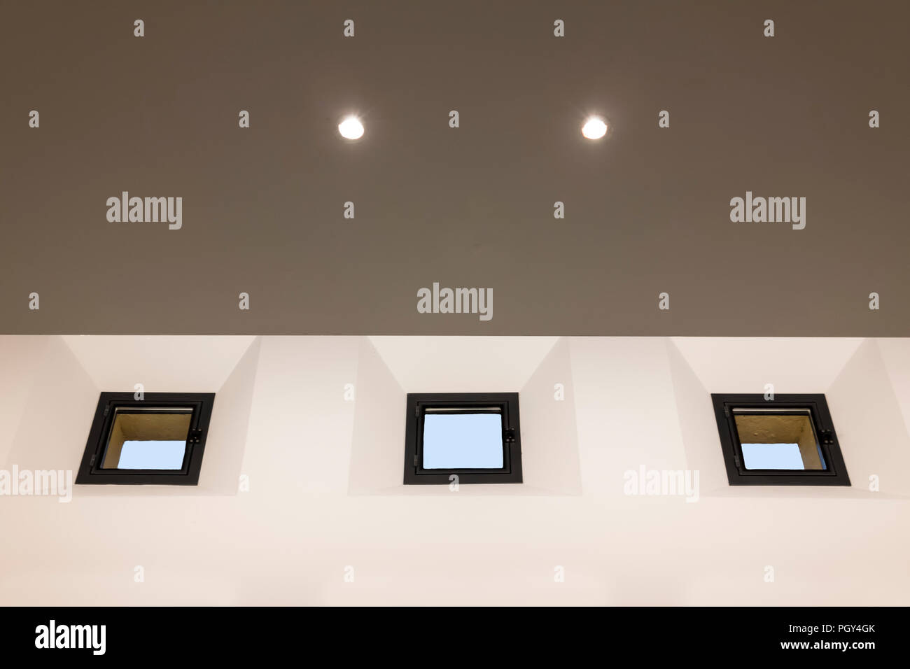 Wall and Roof with Window and Lamps Stock Photo - Alamy