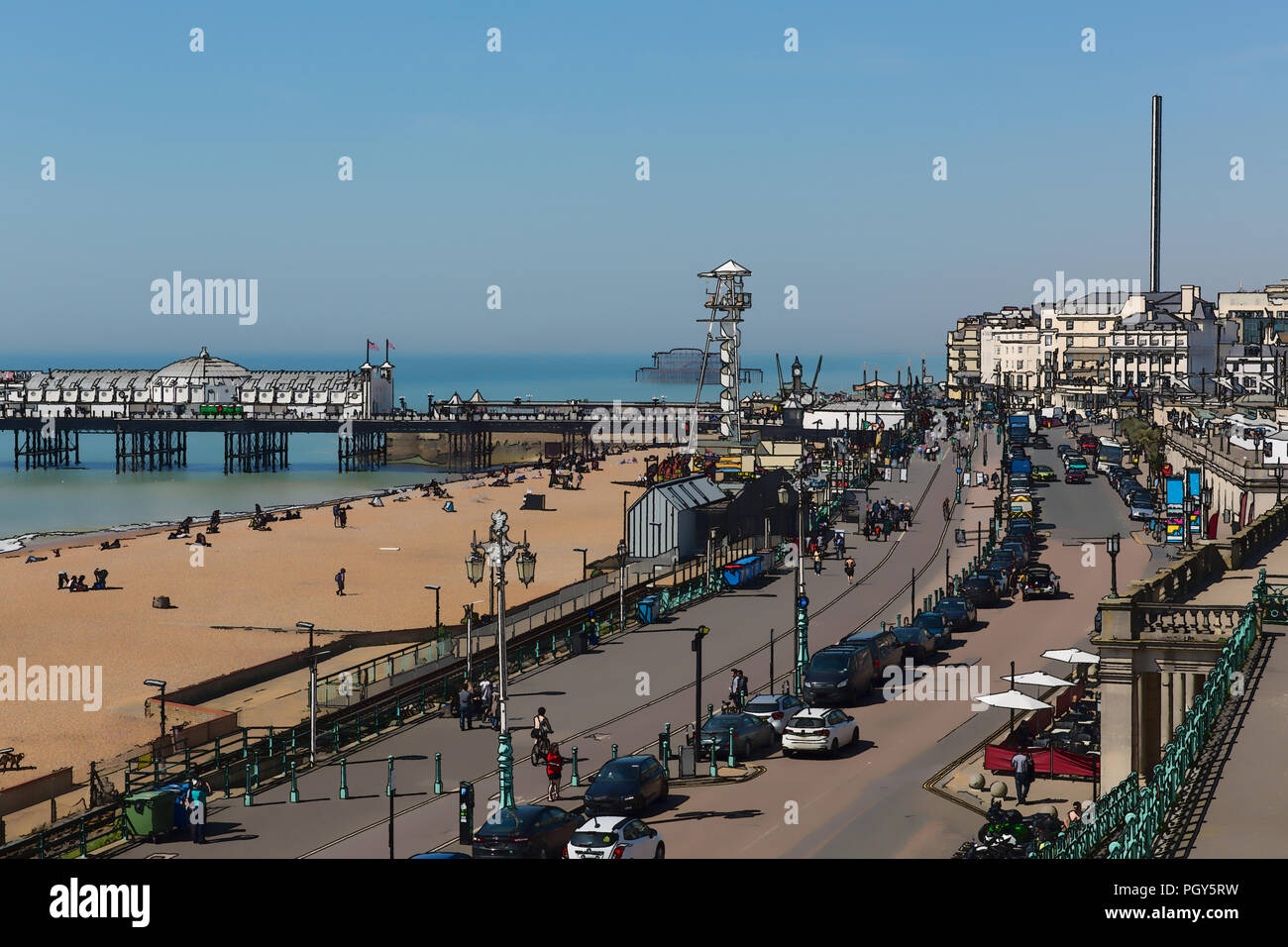 Brighton seafront town people hi-res stock photography and images - Alamy