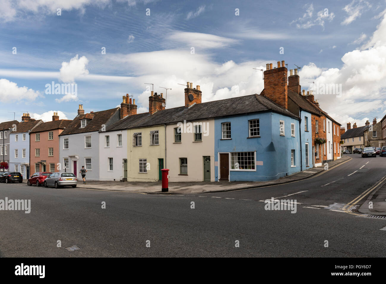Colourful houses in Long Street, Devizes, Wiltshire, England, UK Stock ...