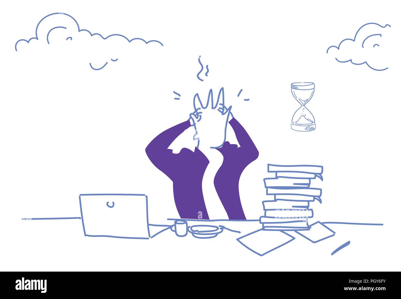 confused businessman working problem stress concept man holding head deadline tired overworked ...