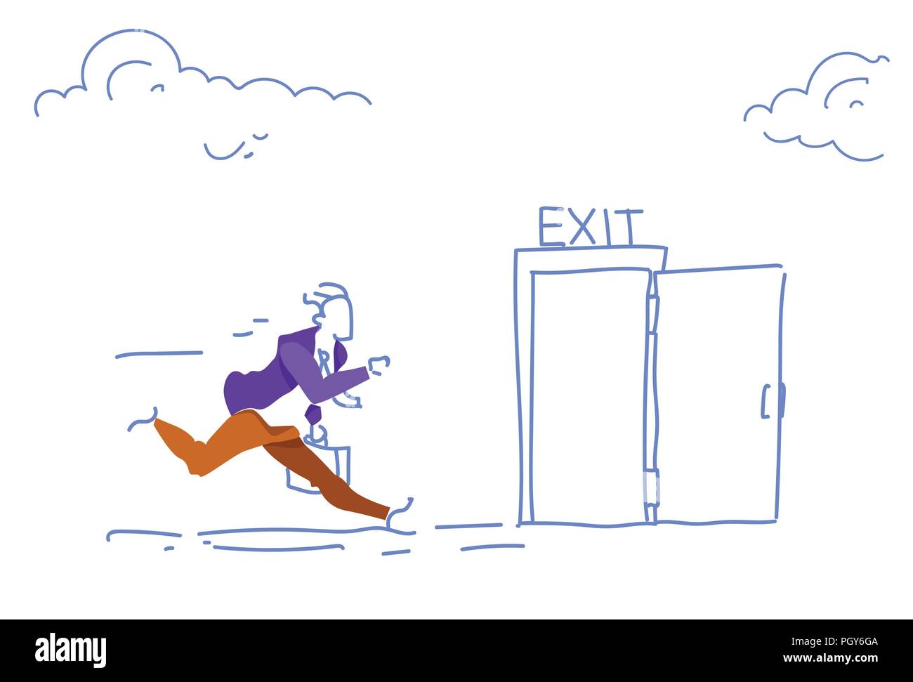 Emergency exit character hi-res stock photography and images - Alamy