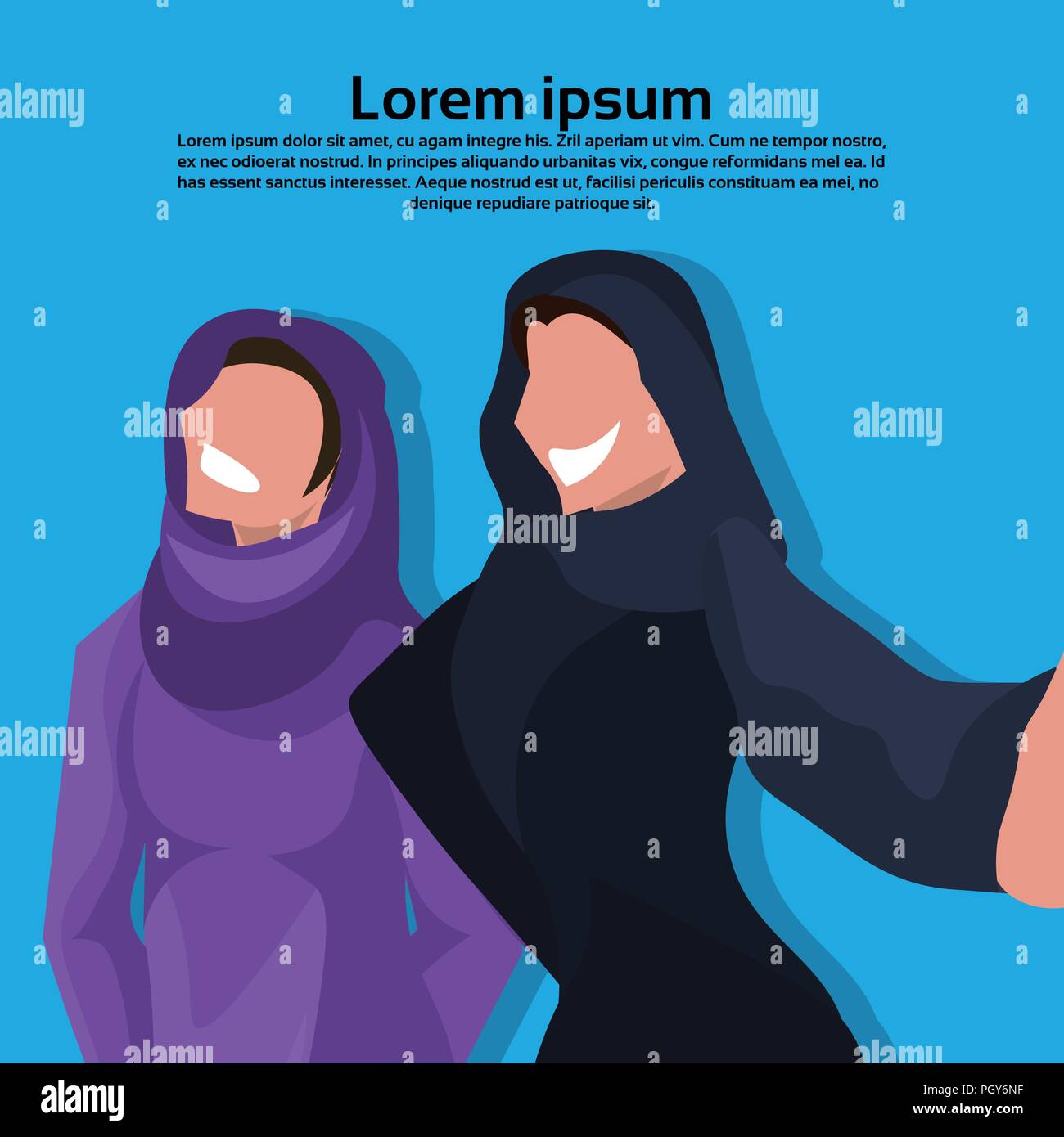 two arab women making closeup selfie together photo portrait avatar ...