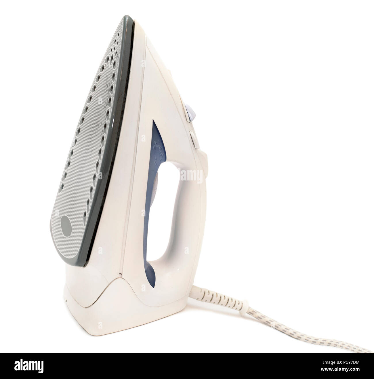 White plastic modern iron isolated on white background Stock Photo - Alamy