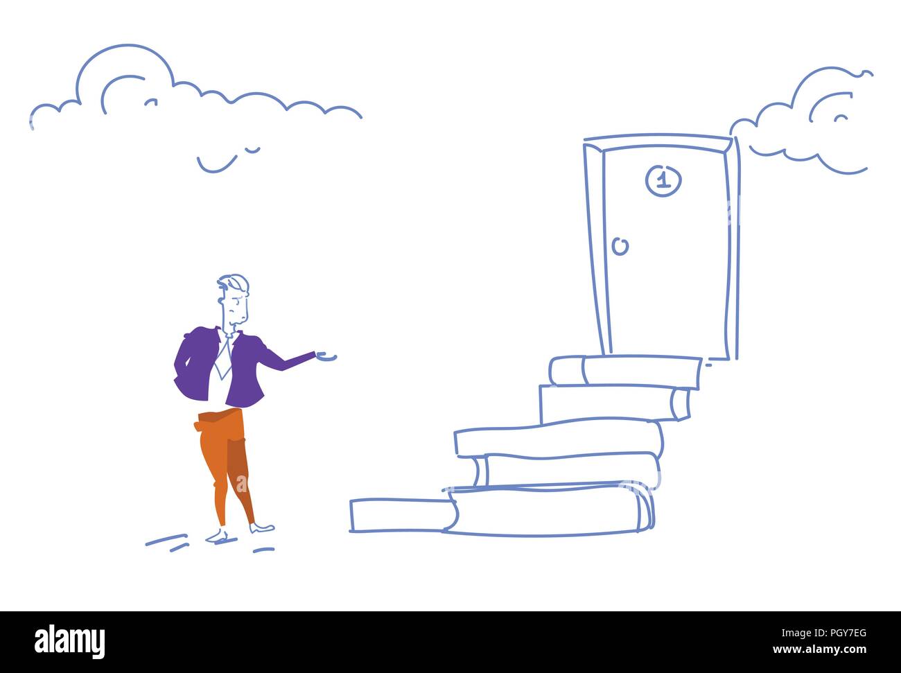 Cartoon man climbing stairs hi-res stock photography and images - Alamy