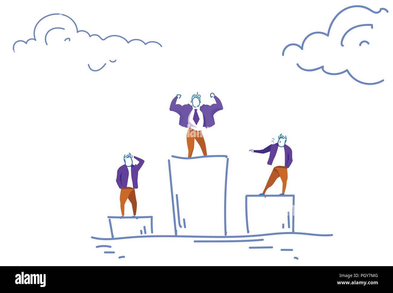 Businessman standing podium business competition first place concept ...