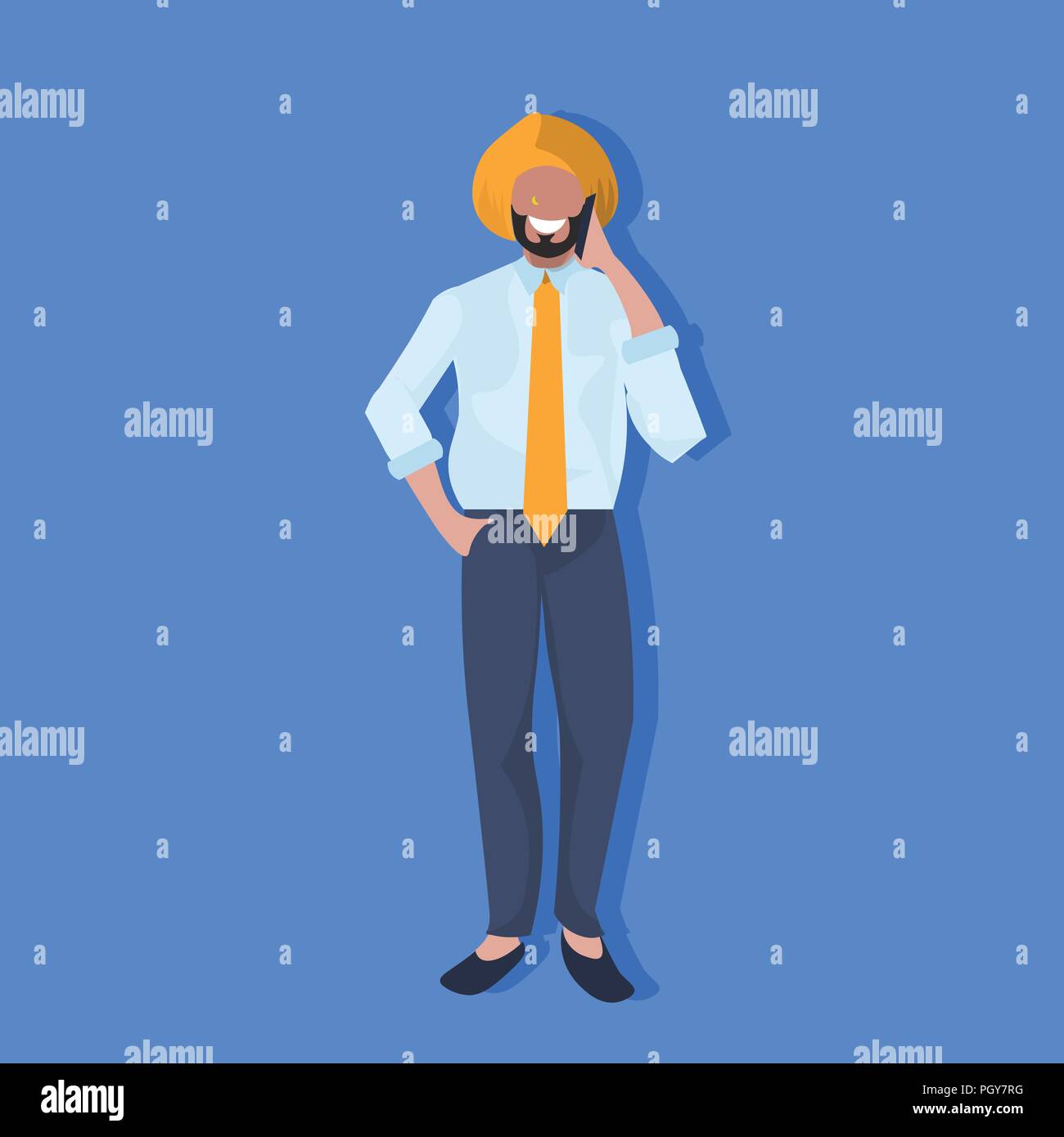 indian businessman phone calling national traditional clothes male ...