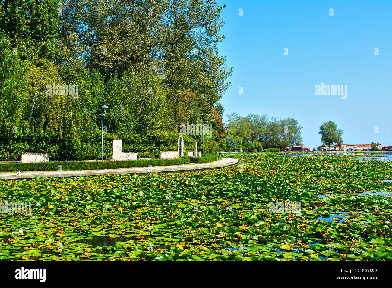 The lake Neptune from the station Neptune in Constanta, Romania filled ...