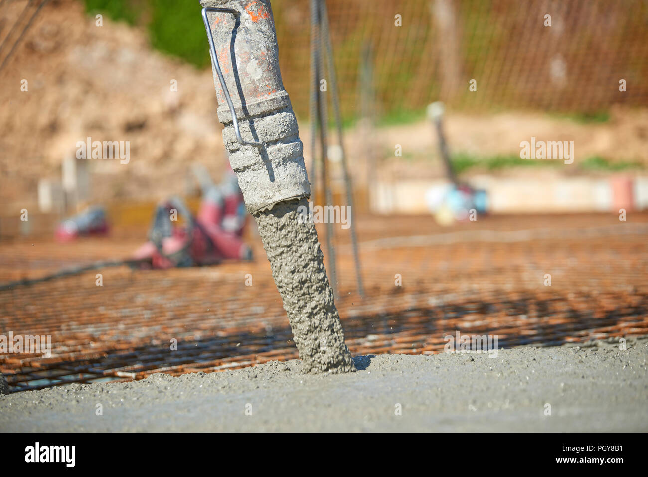 Concrete Pouring During Commercial Concreting Floors Of Building Stock