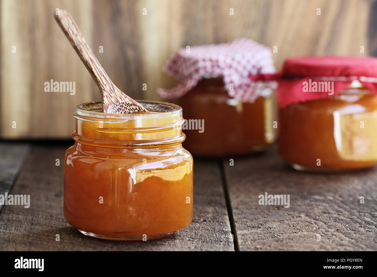 Homemade Salted Vanilla Cantaloupe Jam. Extreme shallow depth of field ...