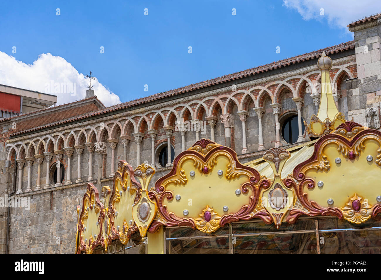 Gallarate, Varese, Lombardy, Italy: exterior of the medieval San Pietro ...