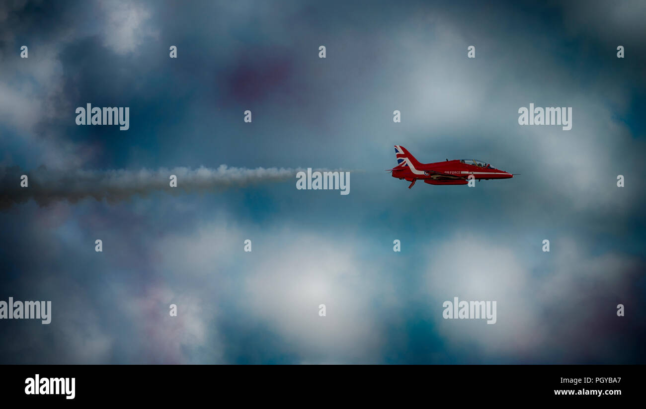 The RAF Red Arrows aerobatic team display at the 2017 Eastbourne air ...