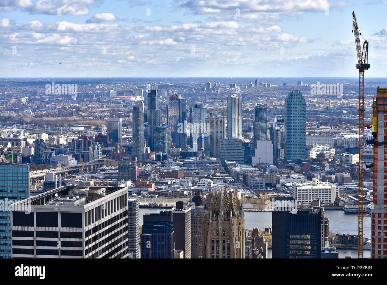 Long Island City, Queens, as seen from a skyscraper on Manhattan Stock ...