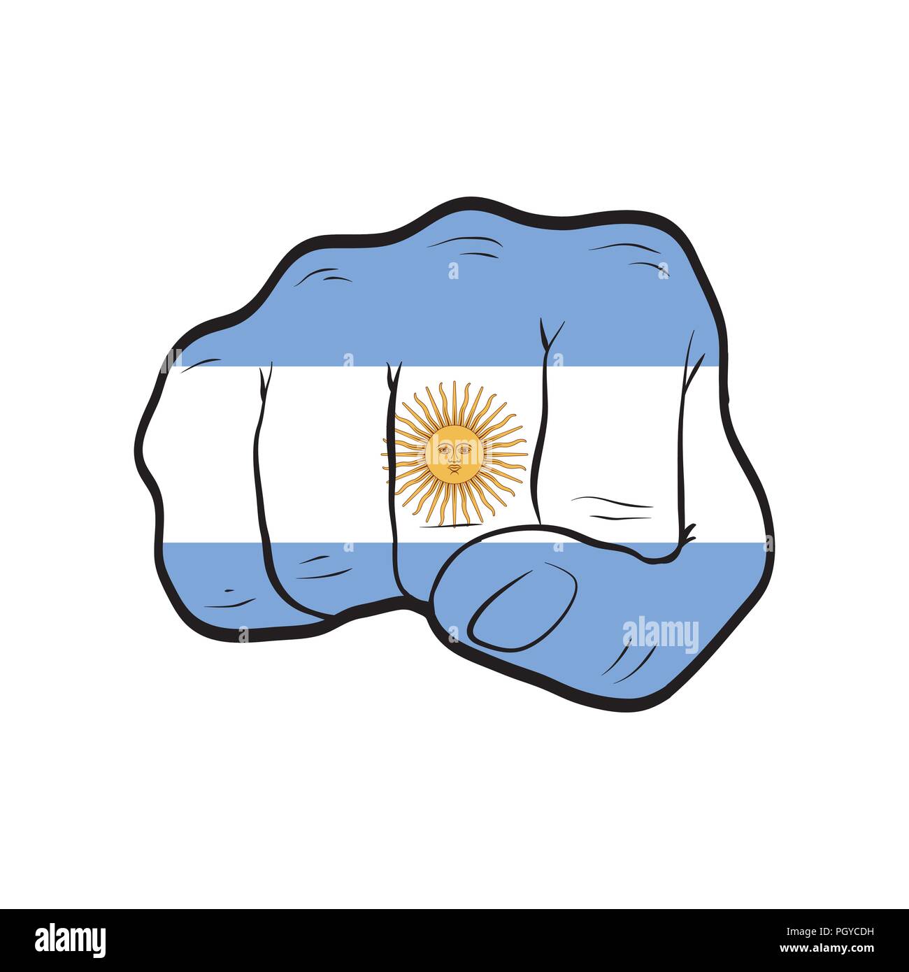 Argentina flag on a clenched fist. Strength, Power, Protest concept ...