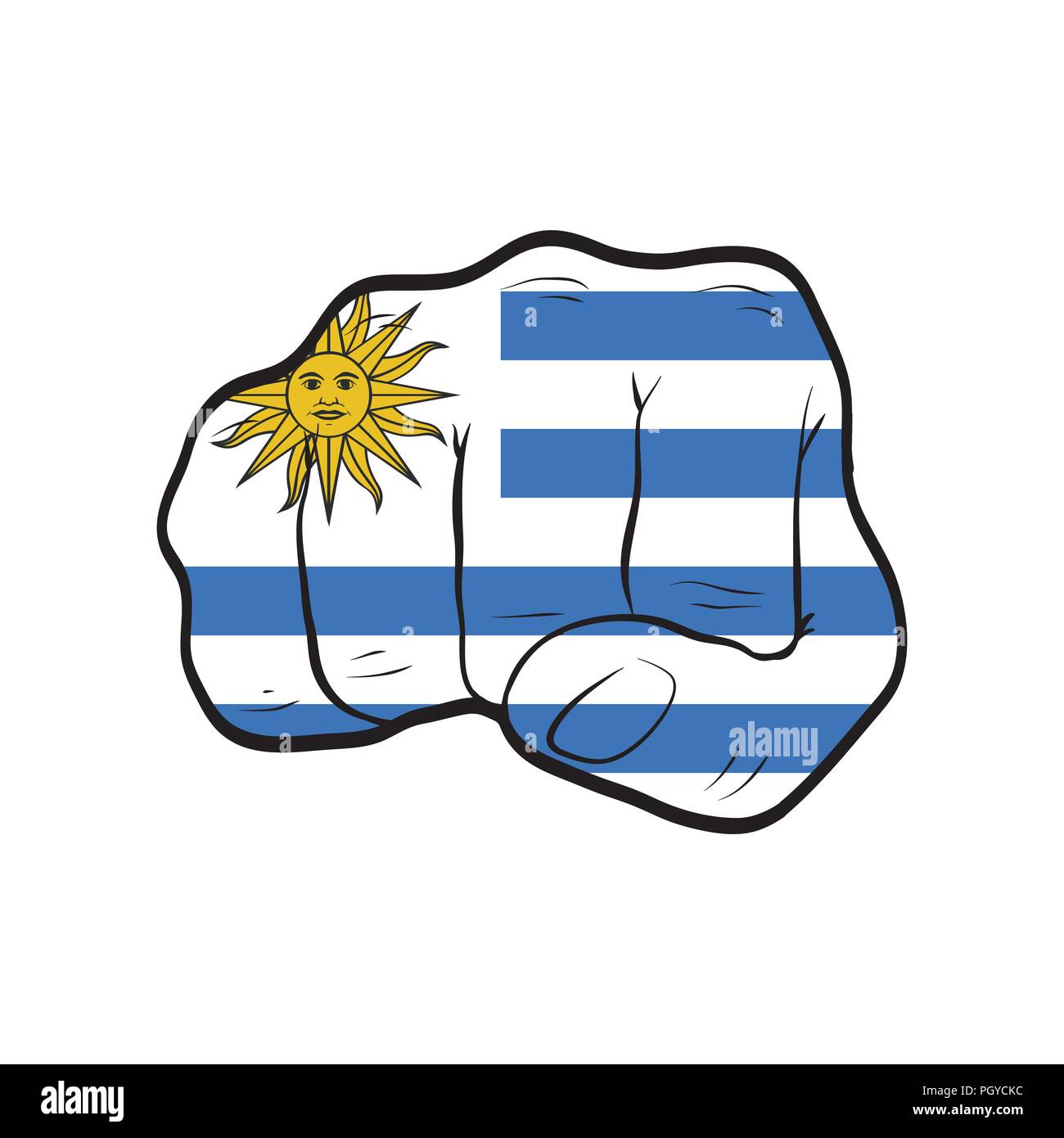 Uruguay flag on a clenched fist. Strength, Power, Protest concept Stock ...