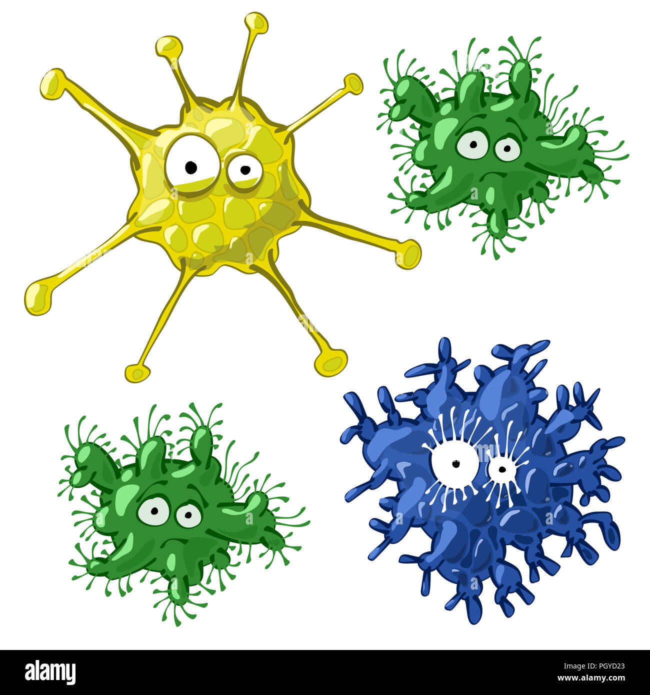 Isolated cartoon bacterium set on white background Stock Photo - Alamy