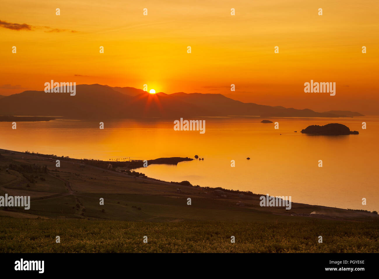 Van lake sunset view - Van city - Turkey Stock Photo - Alamy