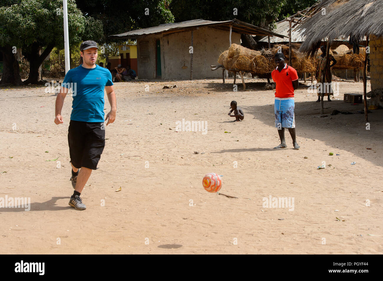 ORANGO ISLAND, GUINEA BISSAU - MAY 3, 2017: Unidentified European ...