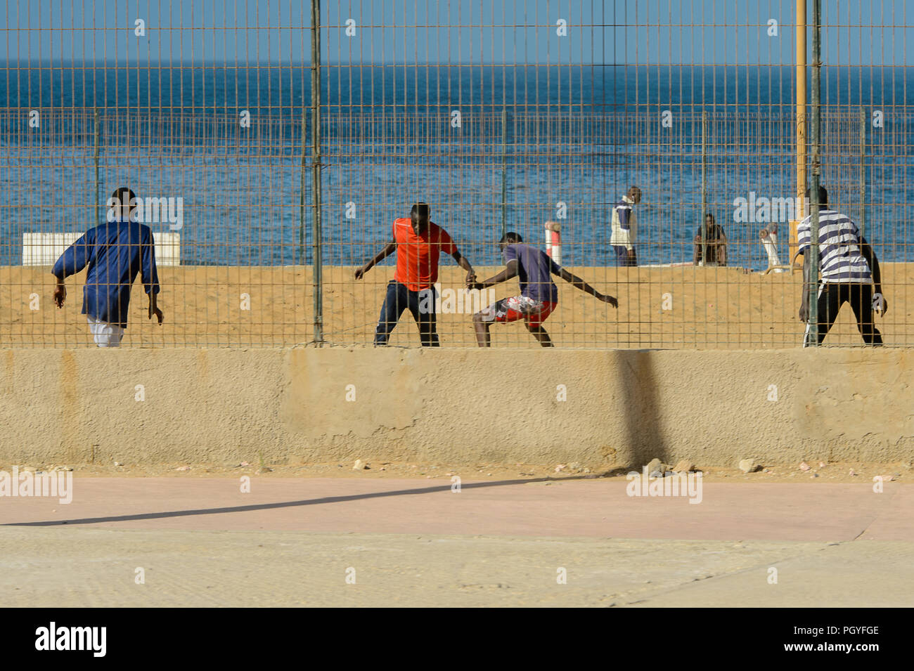 DAKAR, SENEGAL - APR 23, 2017: Unidentified Senegalese boys play ...