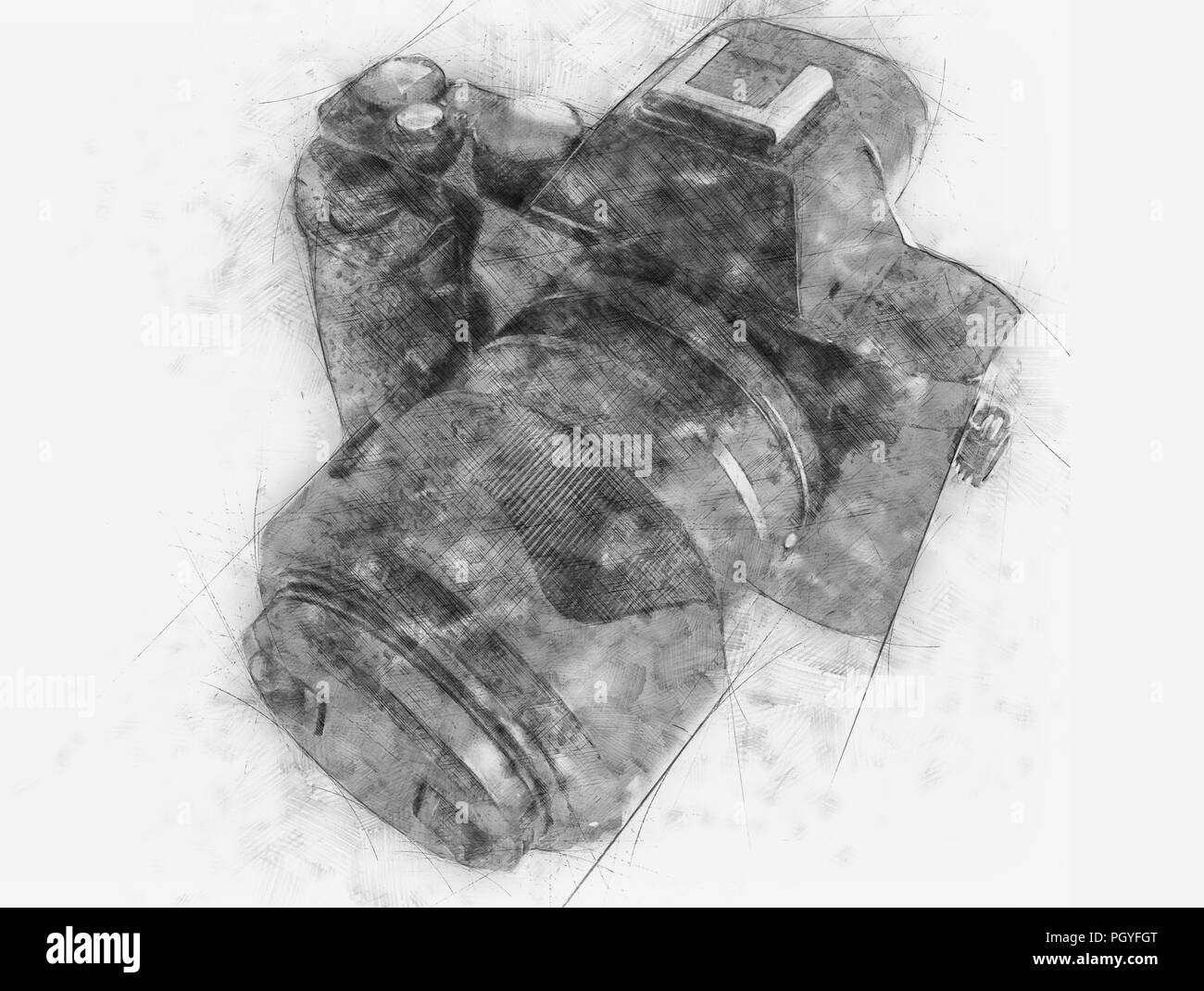 Dslr Camera Hand Drawn Photographic Sketch Symbol. Element In Trendy ...
