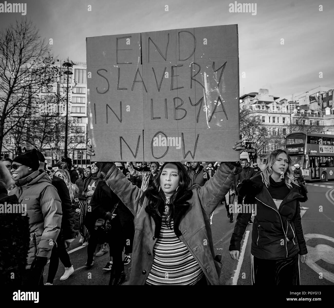 March and protest for Anti Slavery in Lybia, taken place in London ...