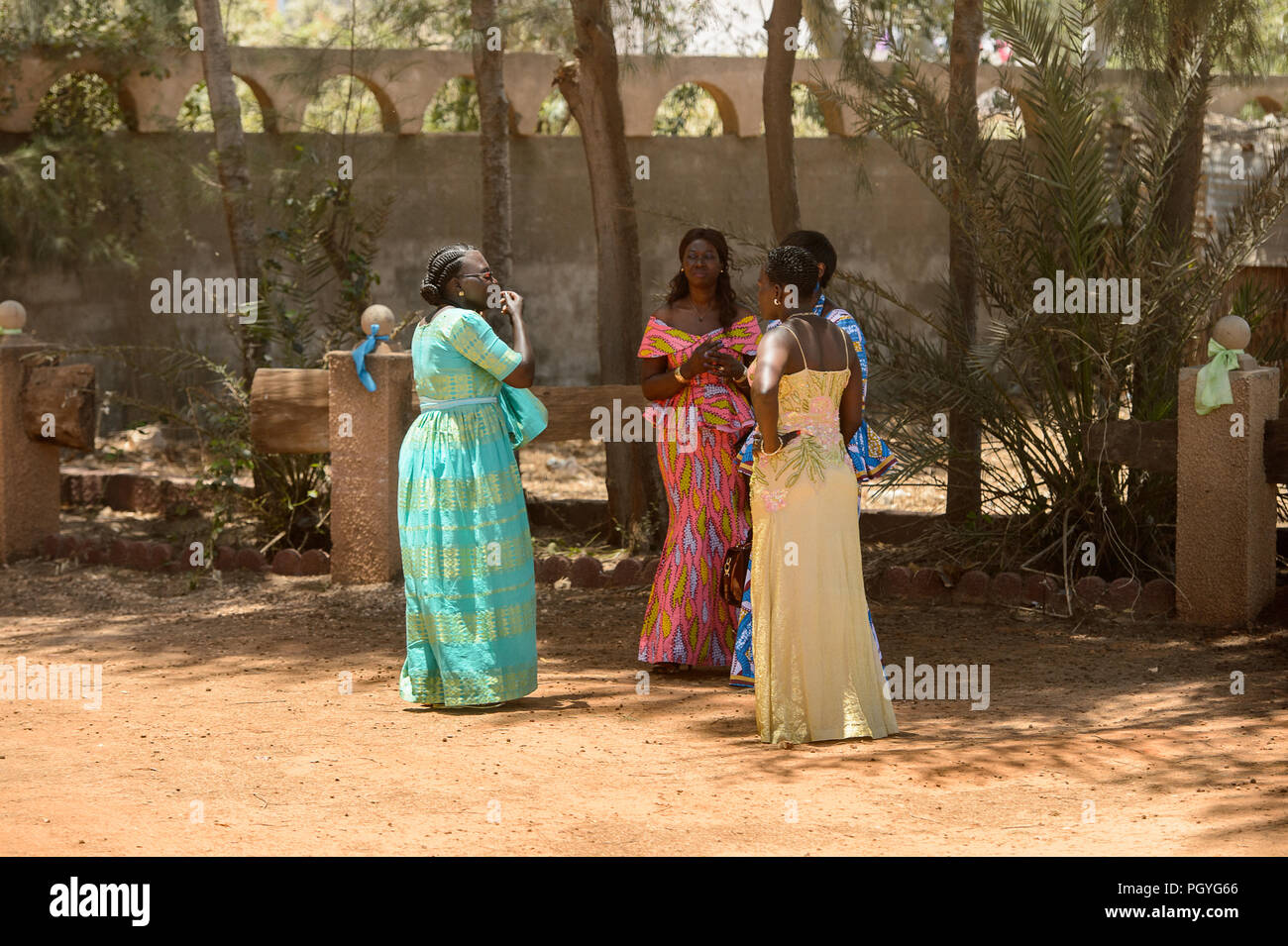 ROAD TO LAMPOUL, SENEGAL - APR 23, 2017: Unidentified Senegalese four ...