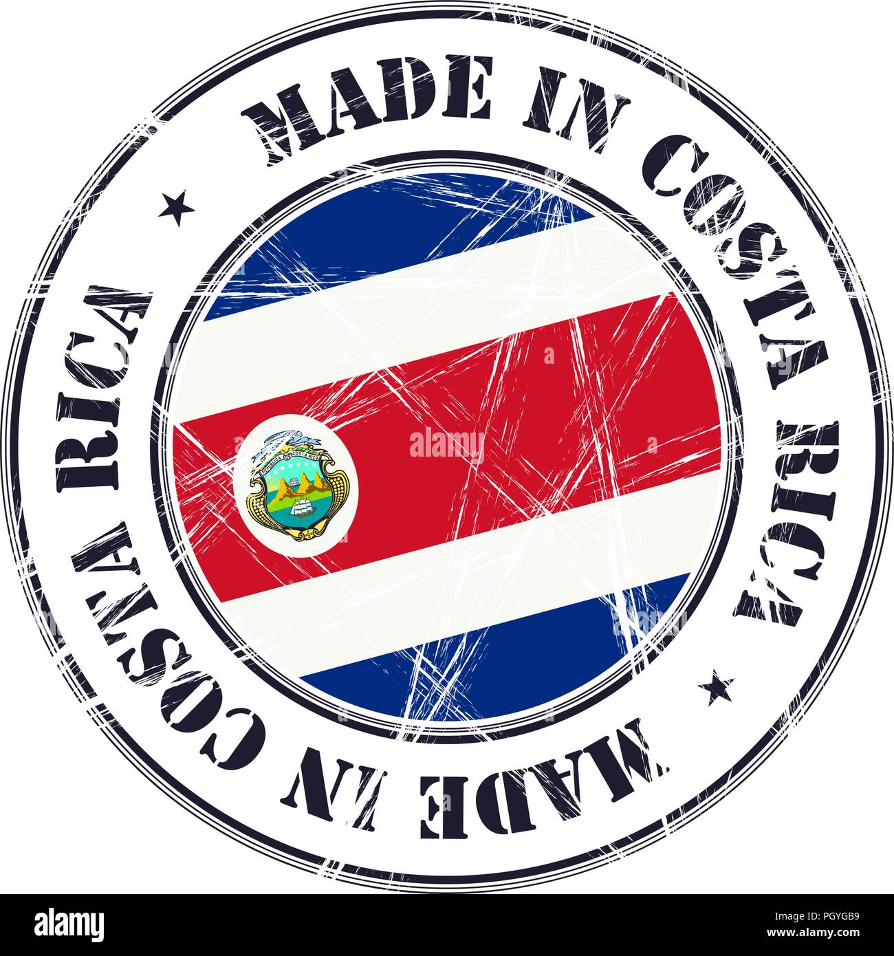 Made in Costa Rica grunge rubber stamp with flag Stock Vector Image ...