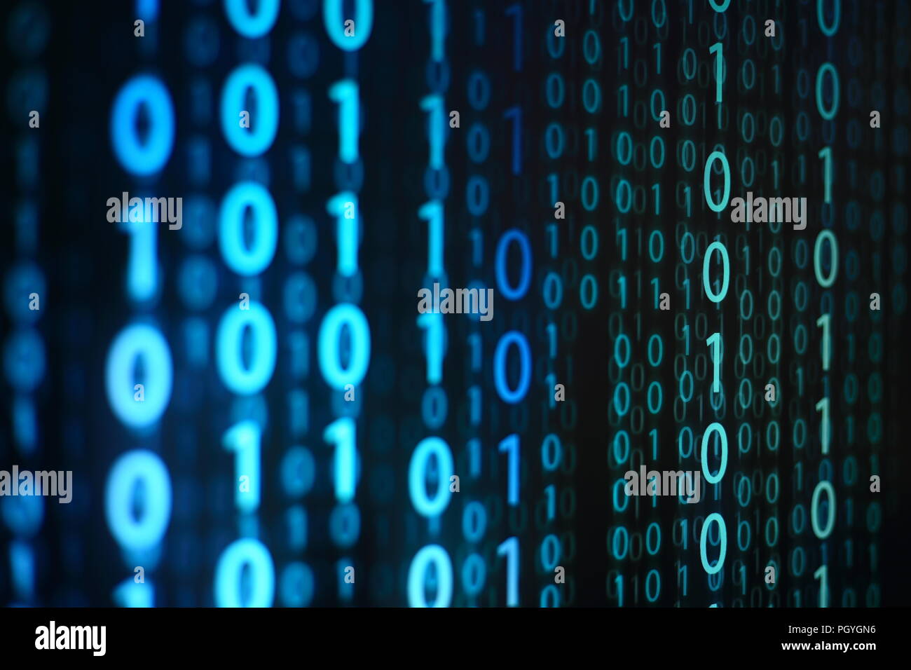 computer data matrix. vertical digital binary code moving motion ...