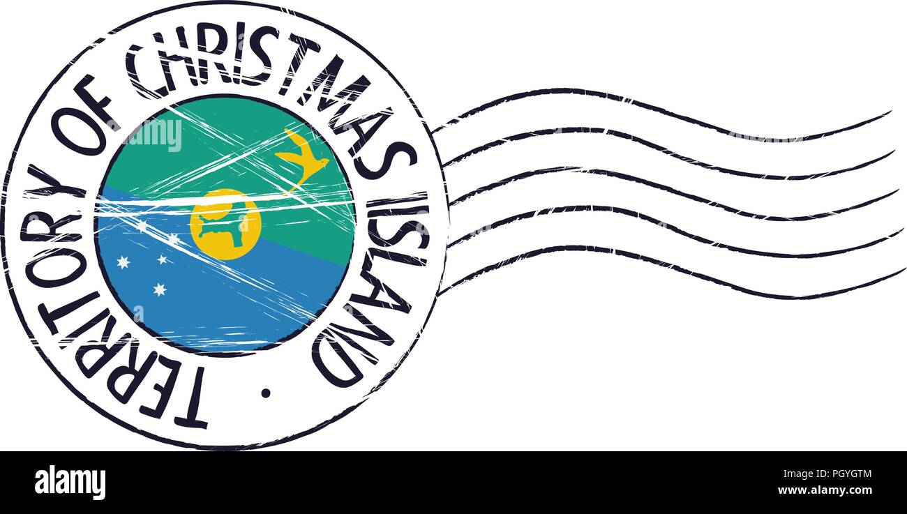 Christmas Island grunge postal stamp and flag on white background Stock ...