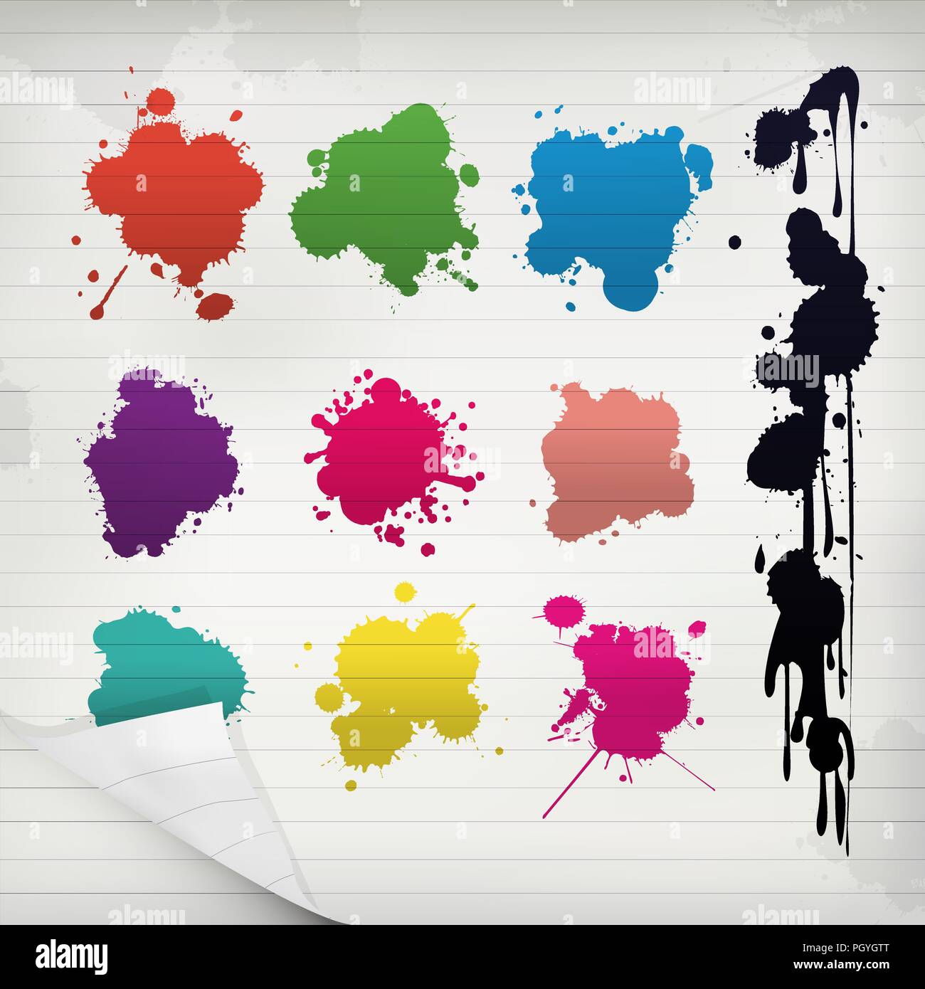 Vector colorful paint splat set on paper Stock Vector Image & Art - Alamy