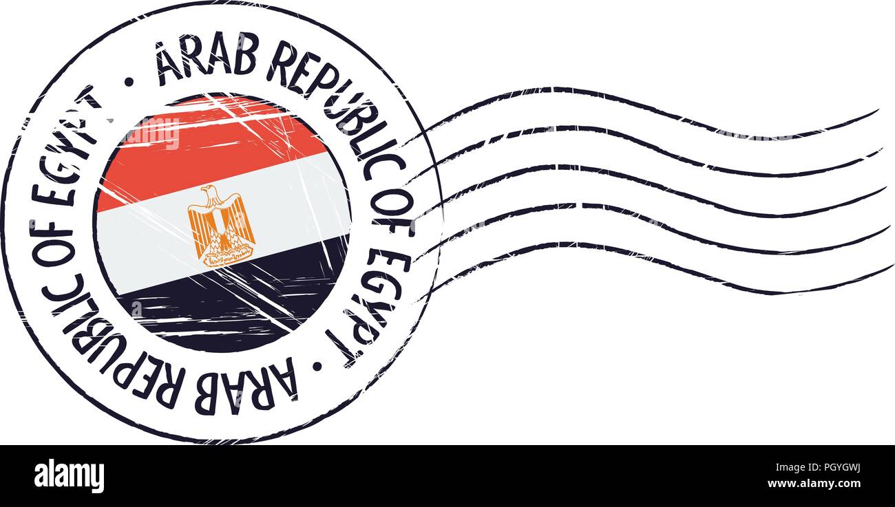Egypt grunge postal stamp and flag on white background Stock Vector ...
