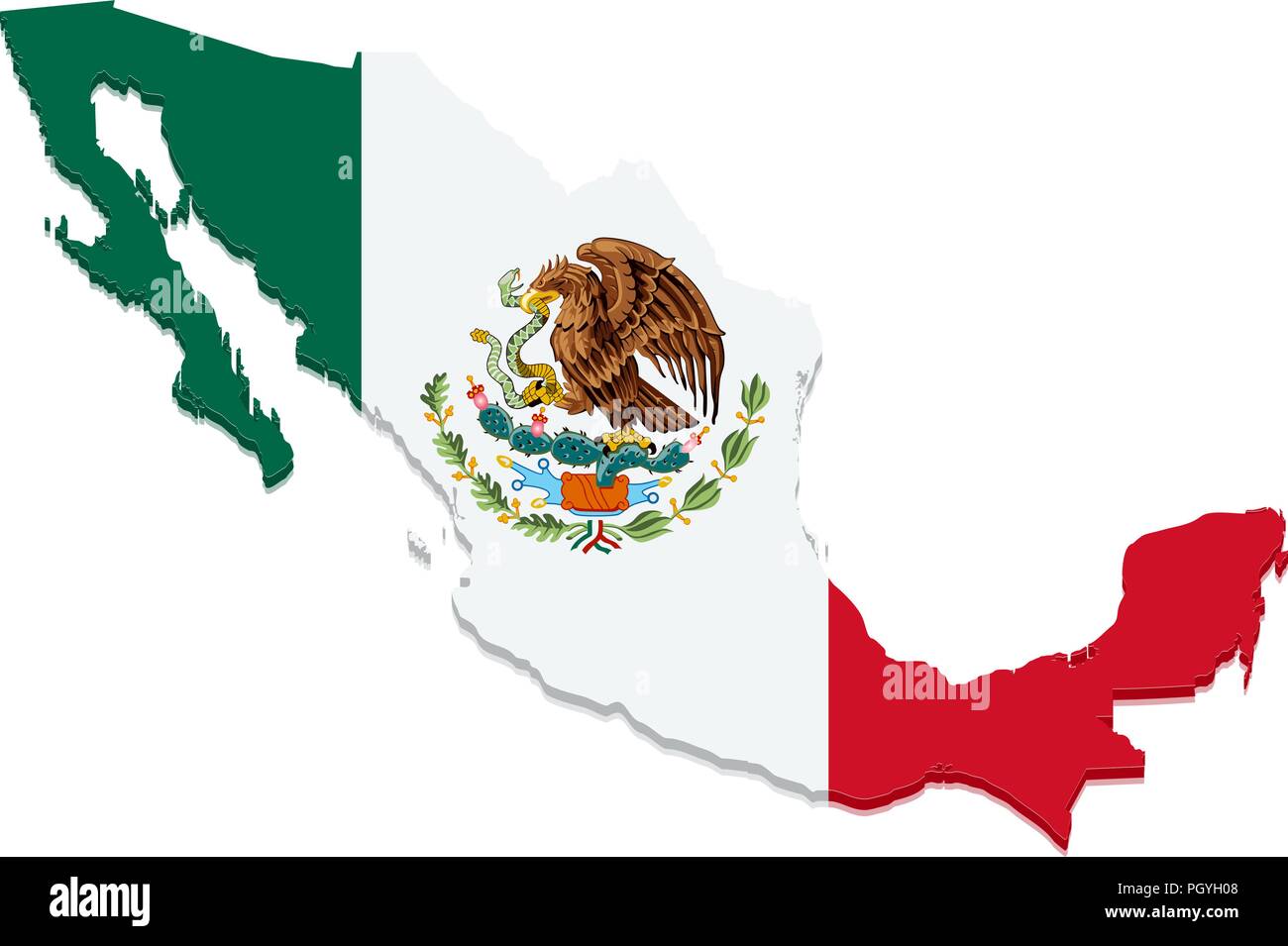 Vector map of Mexico with flag on white background Stock Vector Image ...