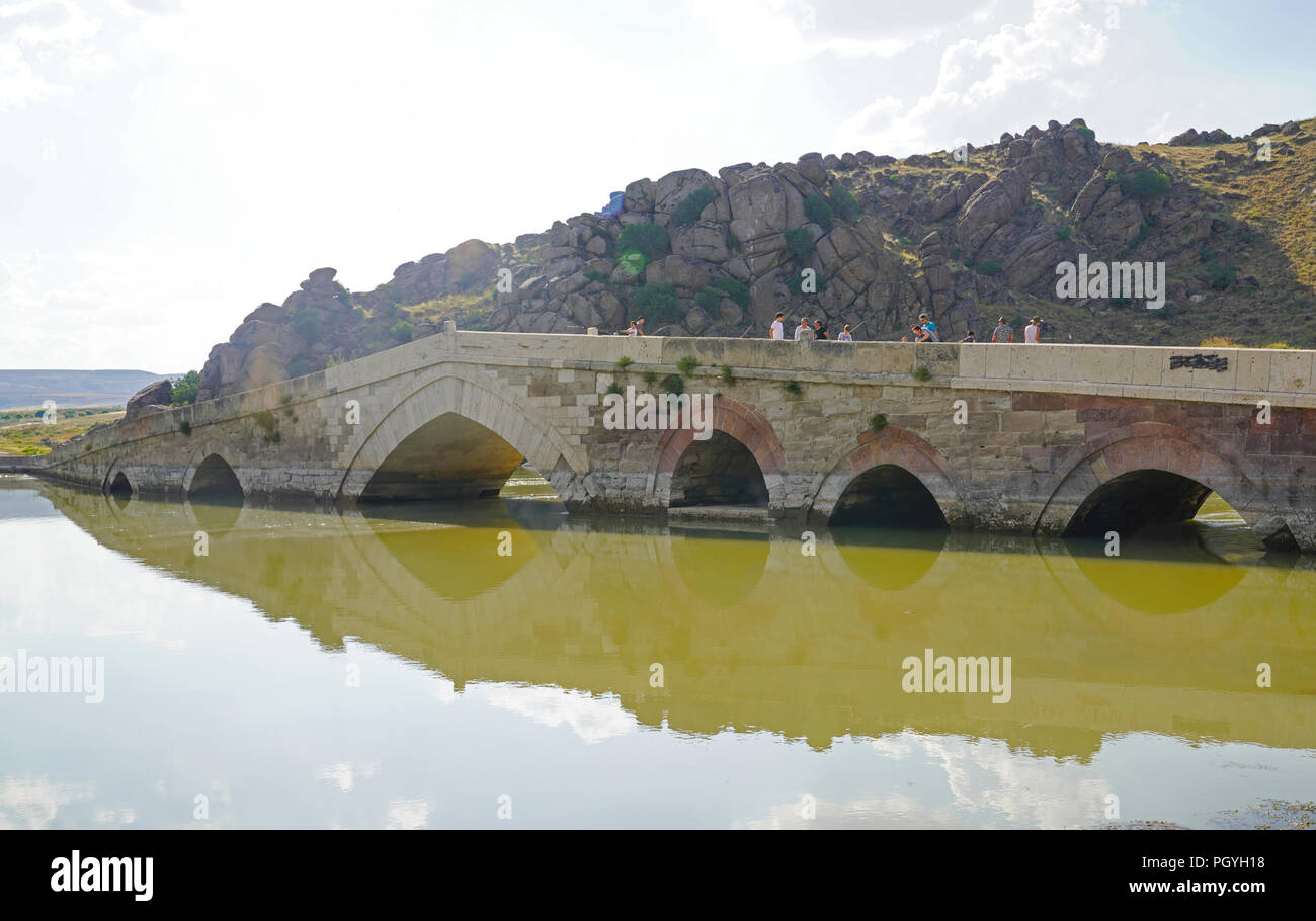Kirikkale/Turkey-June 23 2018: Cesnigir Bridge is a multi arched stone ...