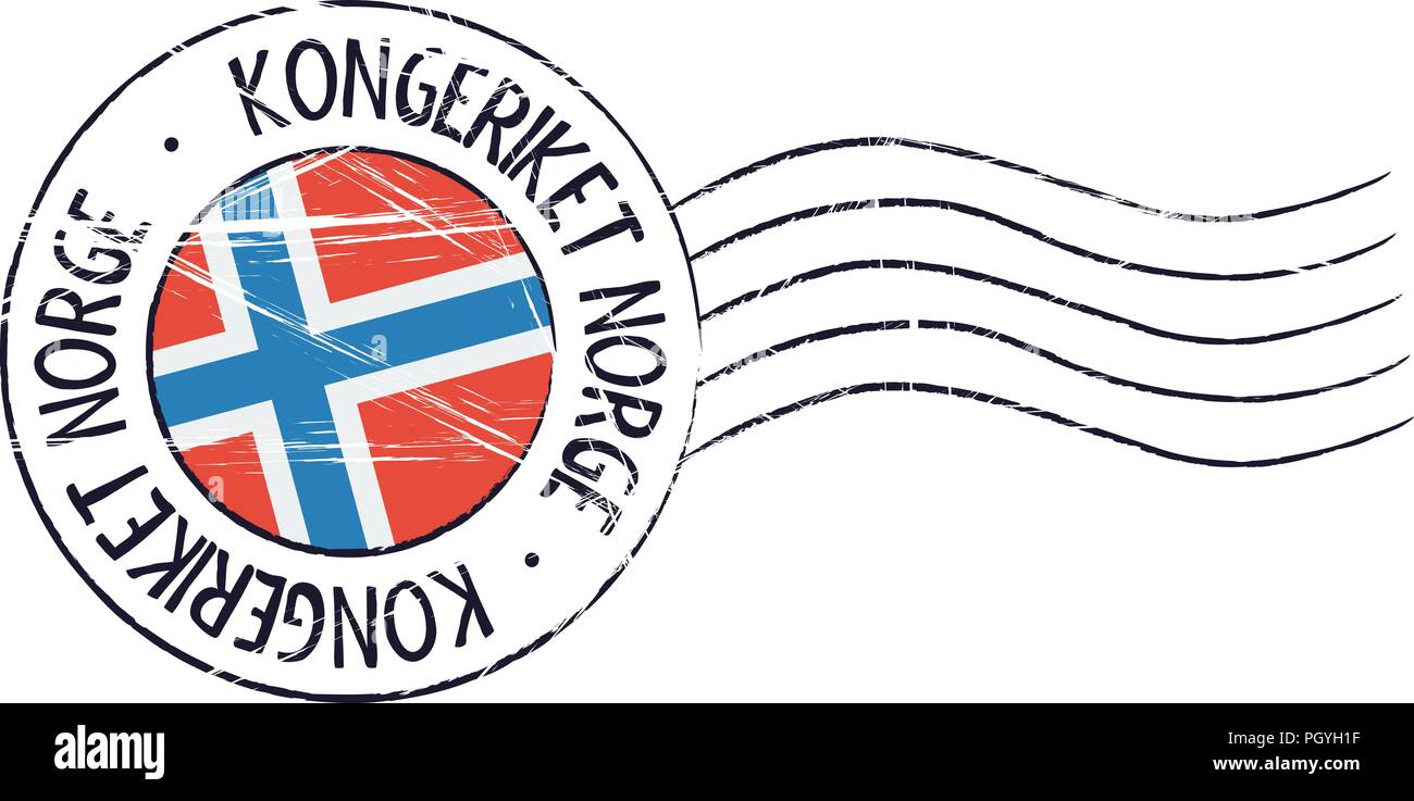 Norway grunge postal stamp and flag on white background Stock Vector ...