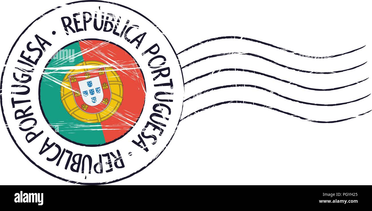 Portugal grunge postal stamp and flag on white background Stock Vector ...