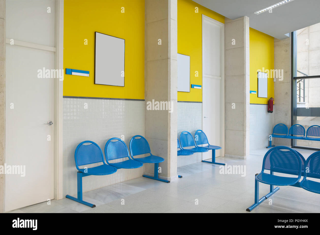Public building waiting area. Hospital interior detail. Nobody ...