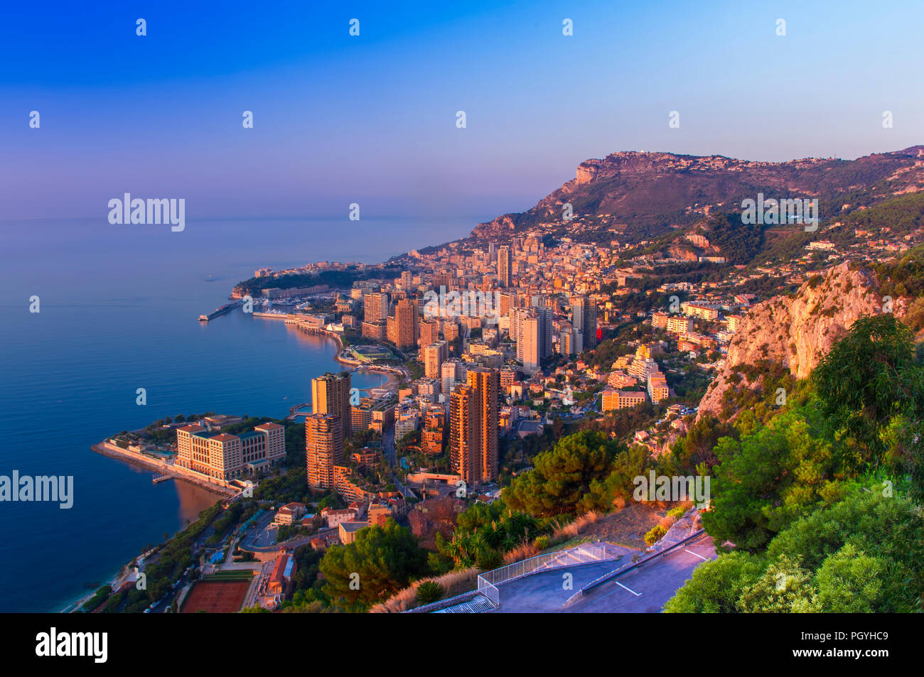 sunset or sunrise in Monte Carlo city, Monaco Stock Photo - Alamy