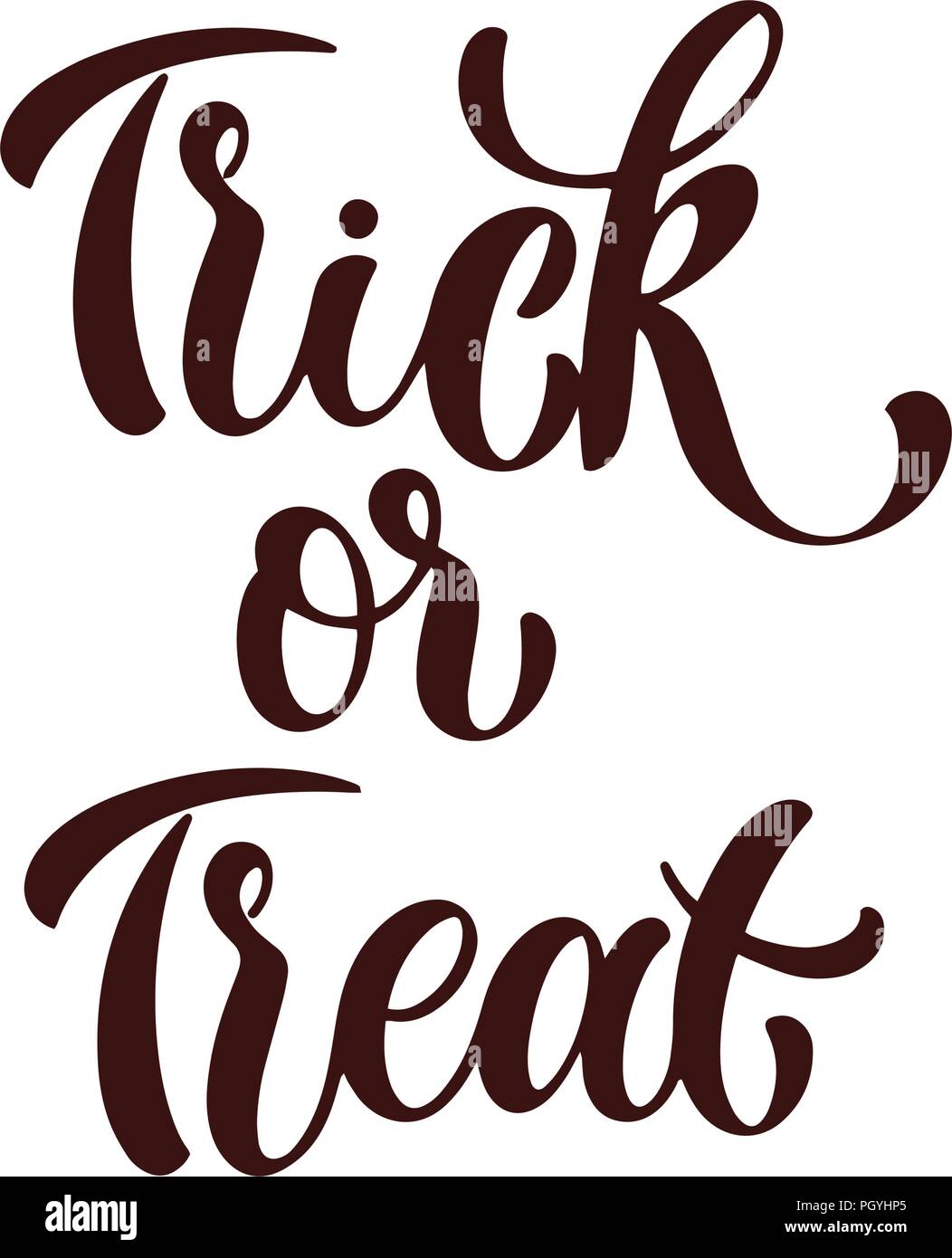 Trick or treat. Halloween hand written text. Design for print, poster ...