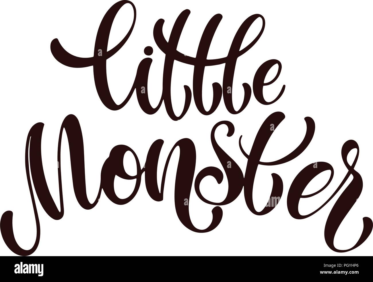 Little monster. Halloween hand written text. Design for print, poster ...