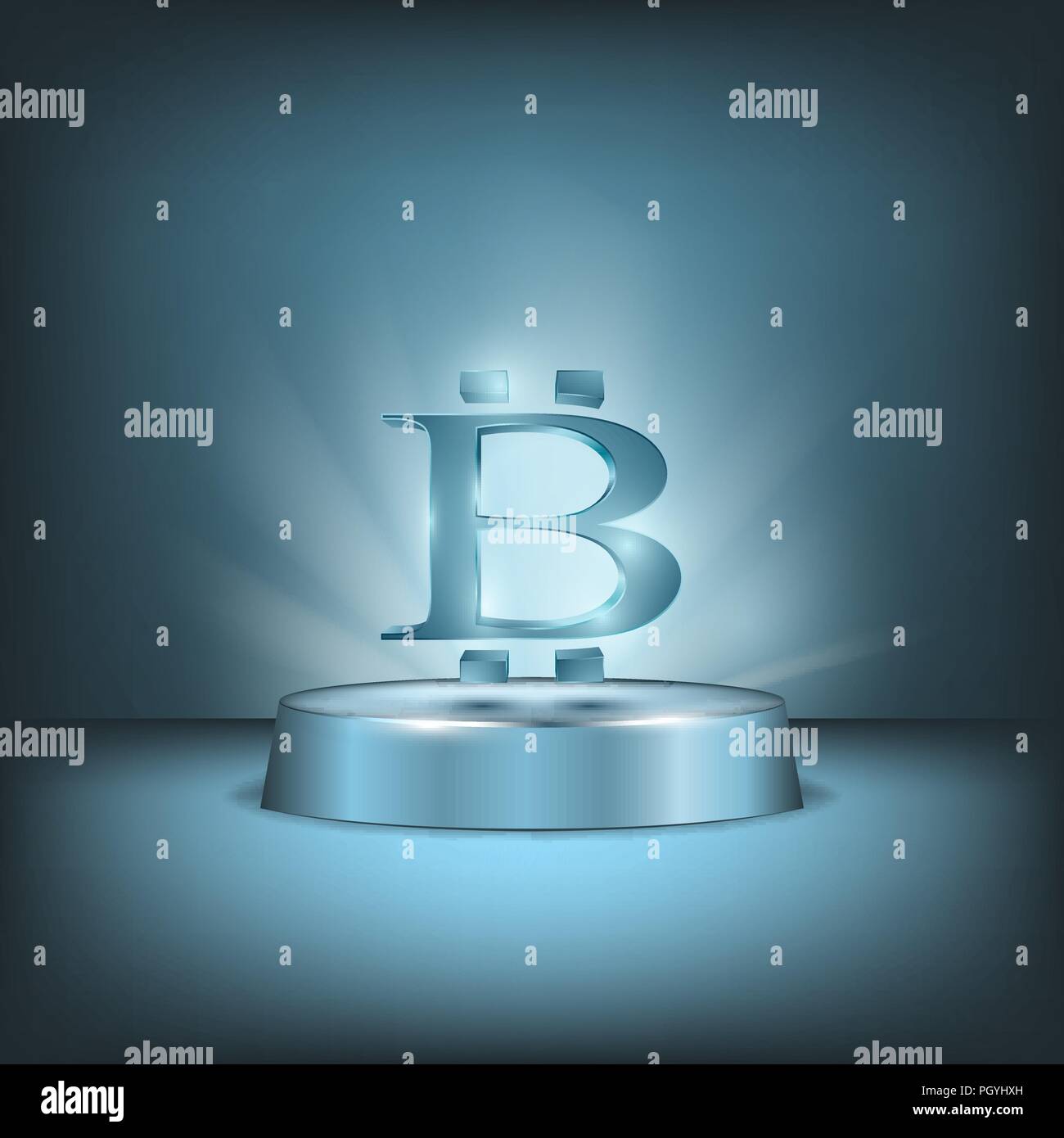 Business concept. Symbol bitcoin on the podium Stock Vector Image & Art ...